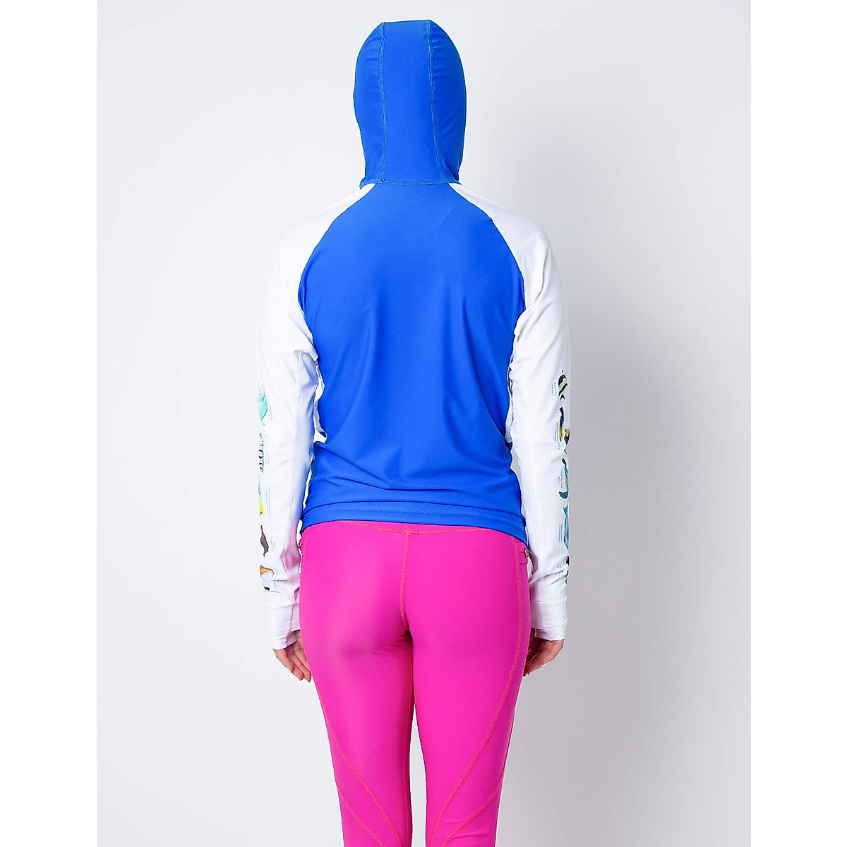 Tuga Women's Snorkel Hooded Top, Hawaii Fish, UPF 50+, USA Made, Navy, Medium