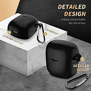 Case for JBL Tune 225/220TWS, WQNIDE Silicone Case Cover Skin, [with Carabiner] Scratch Proof&Shockproof for JBL Tune 225TWS True Wireless Earbud Headphones (Black)
