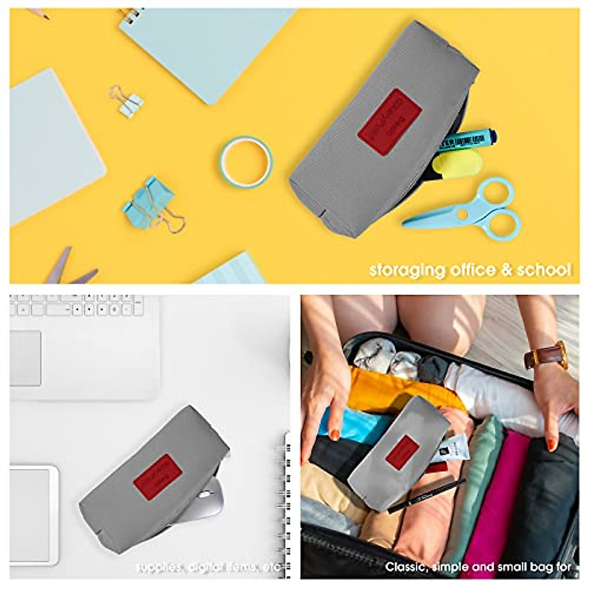 GXaryFulin Small Pencil Case for Student, Basic Pencil Pouch (Grey)