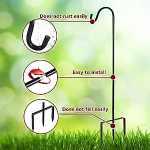 EXCMARK Shepherd Hook 32 inch 1/2 inch Thick Use at Weddings, Hanging Solar Lights, Lanterns, Bird Feeders, Metal Hanger Hook (Black,32inch)