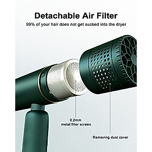 7MAGIC Fast-Drying Hair Dryer, Foldable, with Storage Bag for Travel, Lightweight Portable Hairdryer for Women & Men, Negative Ionic Hair Blow Dryer, 2 Heating/Cold/2 Speed Settings, Green