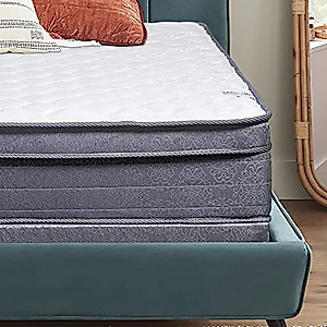 NUTAN 10-Inch Plush Foam Encased Hybrid Eurotop Innerspring Mattress and 4" Wood Low Profile Boxspring/Foundation Set, Twin