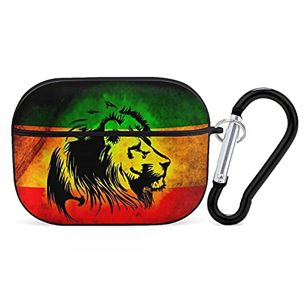 YouTary Jamaican Lion Flag Pattern Apple Airpods pro Case Cover with Keychain, AirPod Headphone Cover Unisex Shockproof Protective Wireless Charging Headset Accessories