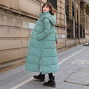 SMIDOW promo codes for today Women's Long Quilted Coat Fashion Ladies Maxi Length Winter Thickened Hooded Puffer Jacket Side Slit Button Outwear womens long winter coat Green 2X