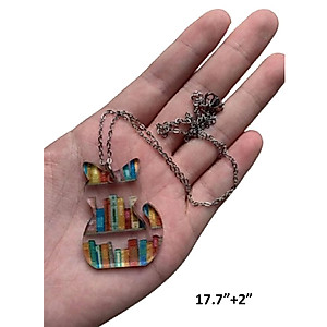 Cat Book Necklace Book Themed Cat Nekclace for Women Cat and Book Lover Gifts