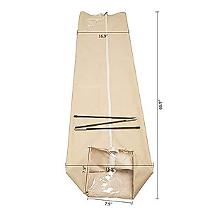 C-Hopetree Patio Umbrella Cover for 7ft to 11ft Solar LED Outdoor Market Umbrellas, Waterproof, with Zipper and Rod, Beige