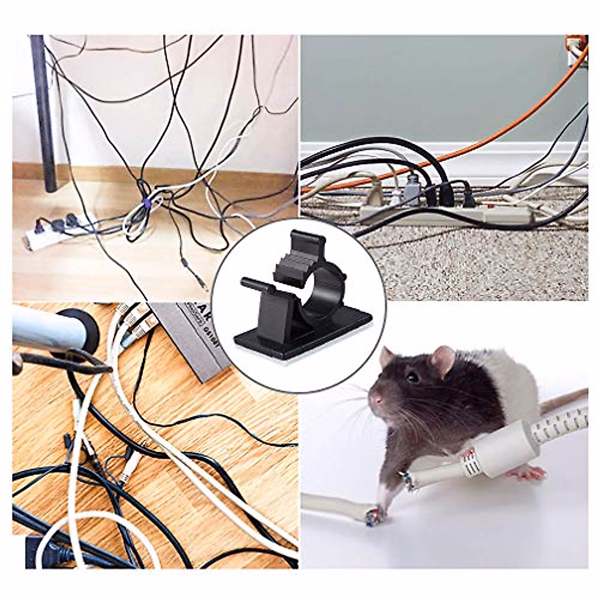 Viaky 30 Pcs Black Cable Wire Clips Adjustable Nylon Wire Holder Adhesive Cable Management Suitable for Maximum Diameter 0.6 inch (15.4mm) Cables