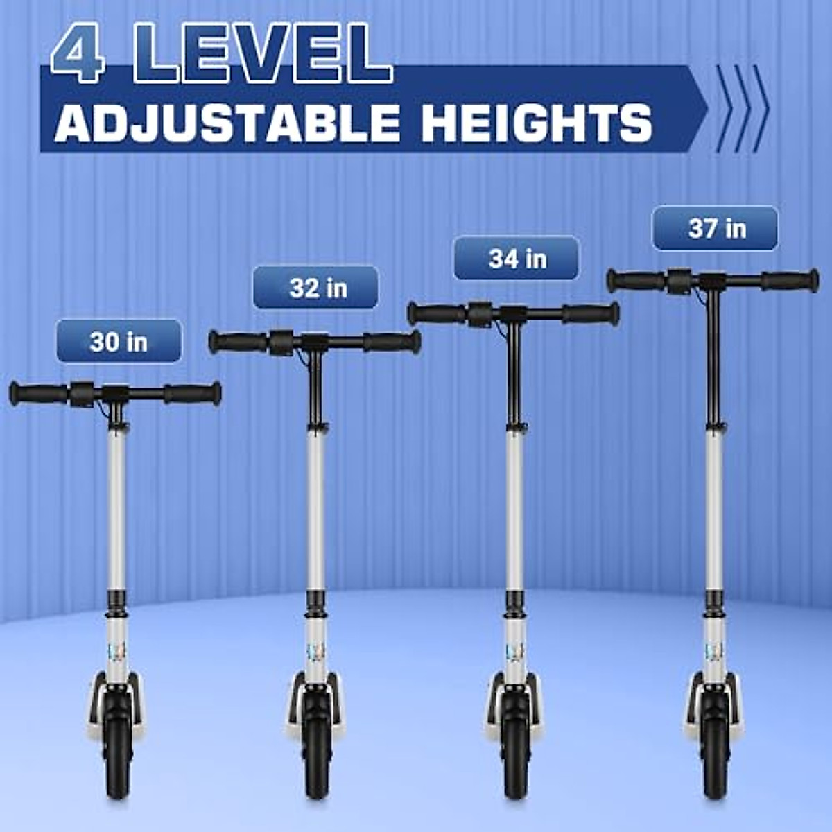 Caroma Electric Scooter for Kids Ages 8-12, Max 7 Miles Range and 10 Mph Max Speed, Colorful Rainbow Light, UL2272 Certification, Lightweight Electric Kick Scooter for Kids Boy Girl (Silver)