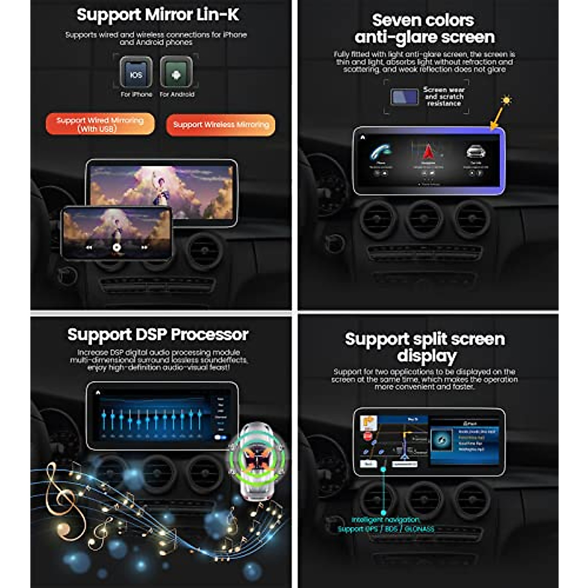 Android 12 Car Stereo GPS Sat Nav for Mercedes-Benz C-Class W204 Class C300 Touchscreen Multimedia Player Mirror Link TPMS CarPlay + DVR,Qualcomm 662 8+256GB 12.5 inch-（2011-2013） NTG4.5 LHD