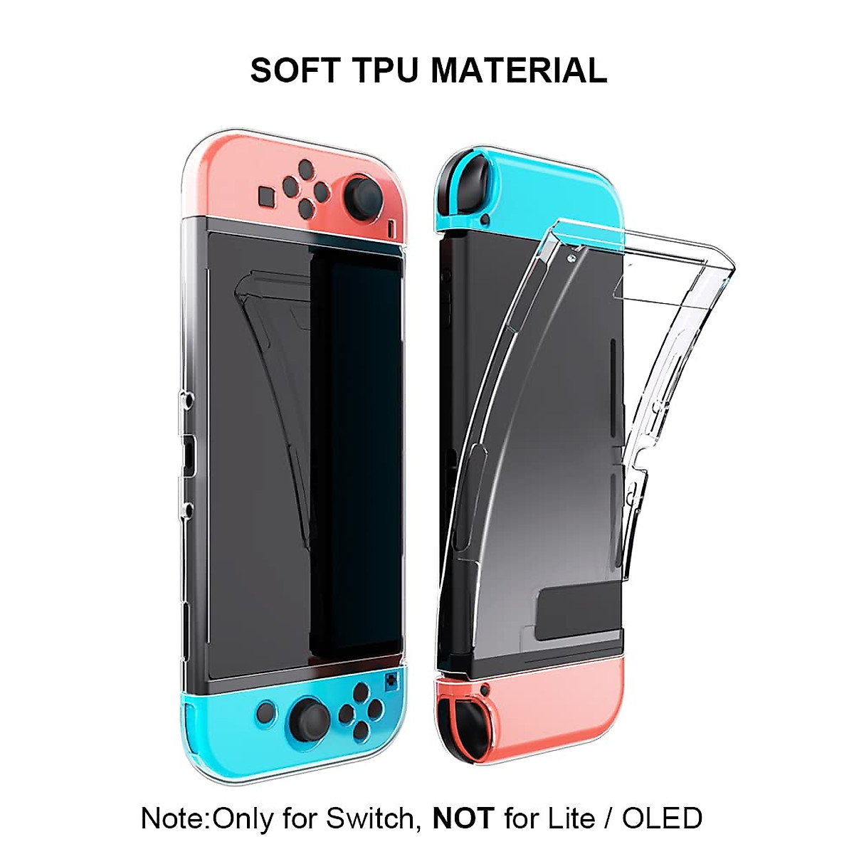 Bealuffe Clear Case for Nintendo Switch Soft TPU Case Protective Cover for JoyCon Transparent Shock-Absorption Case