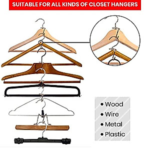 12-Pack Space Saver Heavy Duty Premium Hanger Clips Hook connectors Extenders Fits Over The Neck of Any Thin or Thick Plastic or Metal Closet Hangers Efficient Storage Easy Access