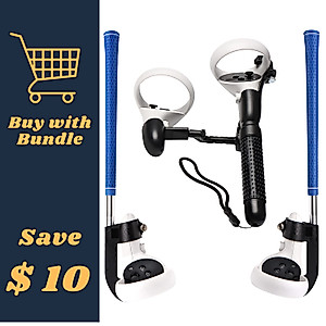 VR Games Accessories for Oculus Quest 2 Golf Club and Fishing Rod Bundle
