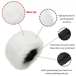 LA CARRIE Women's Faux Fur Hat for Winter with Stretch Cossack Russion Style(White)