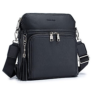 Roulens Crossbody Bag for Women,Lightweight Medium Crossbody Purse Soft Leather Women's Shoulder Handbags with Tassel