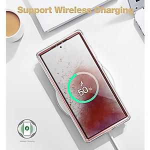 SURITCH for Samsung Galaxy S23 Ultra Case, [Built-in Screen Protector] [Dual-Layer Protection ] Full Protection Shockproof Rugged Bumper Phone Cover for Samsung S23 Ultra 6.8 Inch - Rose Marble