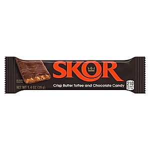 SKOR Crisp Butter Toffee and Chocolate Candy Bars, 1.4 oz (18 Count)