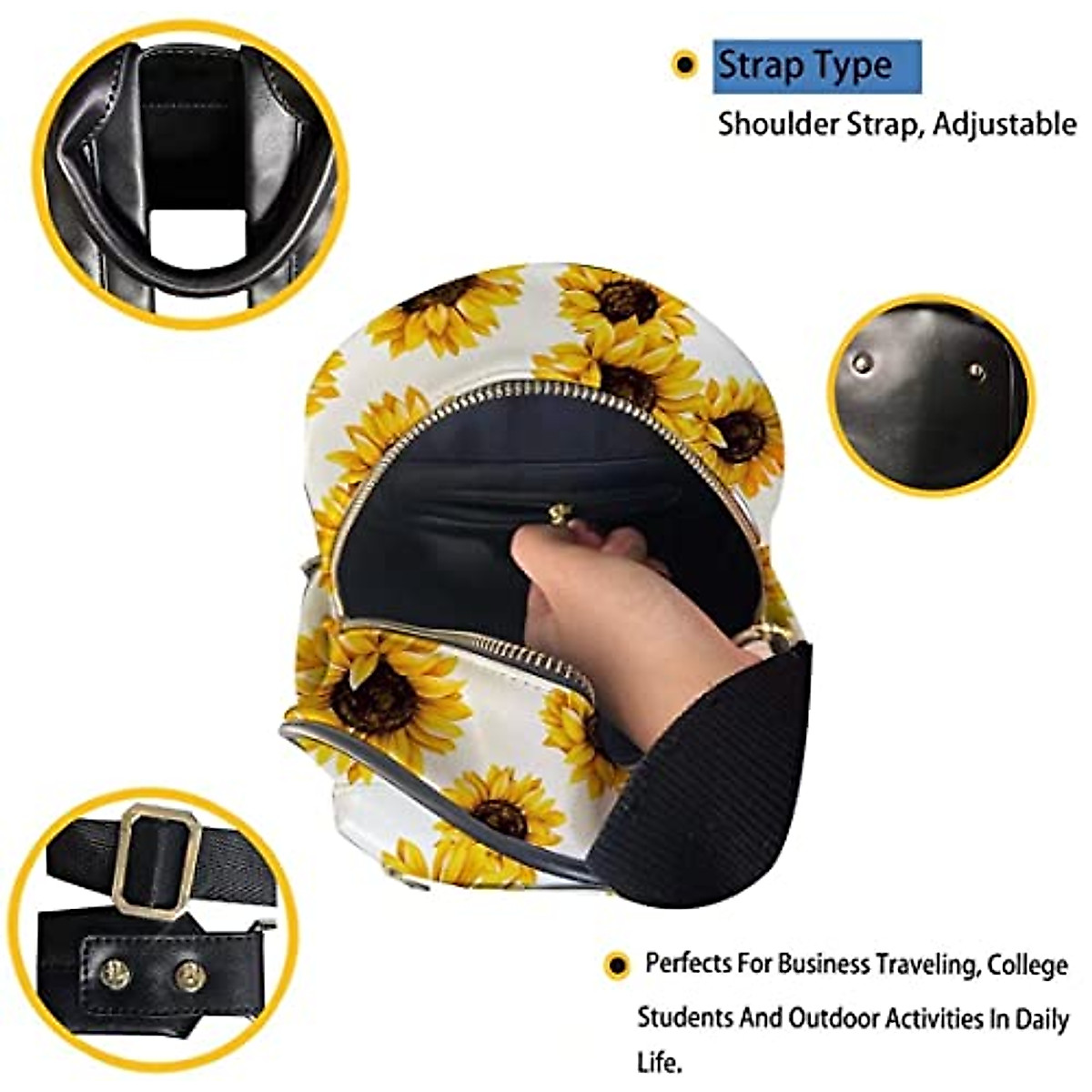 Youngerbaby Blue Dragonfly Print Women Backpack Purse PU Leather Ladies Shoulder Bags Rucksack Zipper Pocket Double Strap Handbags Anti-theft Satchels