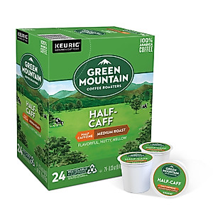 Green Mountain Coffee Roasters Half Caff, Single-Serve Keurig K-Cup Pods, Medium Roast Coffee, 24 Count