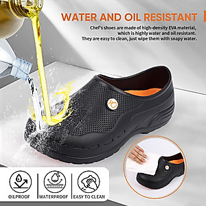 phurnit Black Non Slip Work Shoes for Women Men - Slip Resistant Waterproof Oil-Proof Comfortable Chef Shoes Best Shoes for Standing All Day Easy to Clean Hospital Nursing Black Work Shoes Men Women
