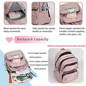 Armbq Girls Backpack Large-Capacity Middle Elementary School Casual Bookbag Kids Outdoor Travel bag Solid Color Daypack for Teens