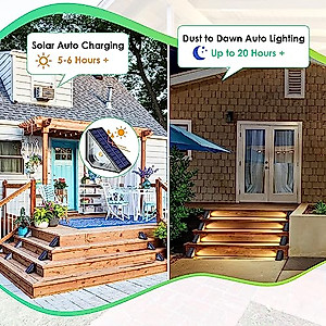 ASOMST Solar Step Lights 6 Packs, LED Deck Light Outdoor Waterproof IP67, Solar Powered Fence Lighting Warm White, Solar Stair Light Decorative for Garden Yard Patio Porch Front Door Pathway