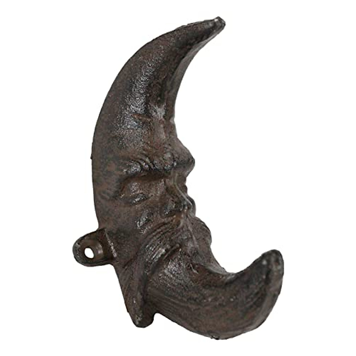 Ebros Gift Rustic Cast Iron Rust Antiqued Celestial Heavens Half Crescent Moon Wall Hook Hangers Organizer Leash Coat Hat Keys Moons Decor Plaque (1)