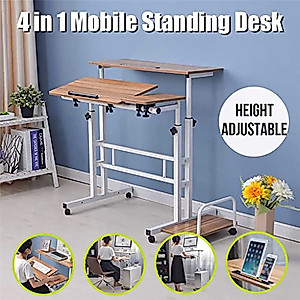 MJWDP 4 in 1 Adjustable Laptop Desk Multifunctional Computer Desk Table 2-Layer Study Desk PC Laptop Table Desk Stand with Mouse Pad (Color : E)
