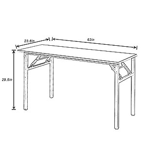 Computer Desk,62 Inch Large Desk Modern Simple Style Folding Tables,Home Office Writing Desk, Space Saving Foldable Table, No Install Needed AC5FB-157-S8-US