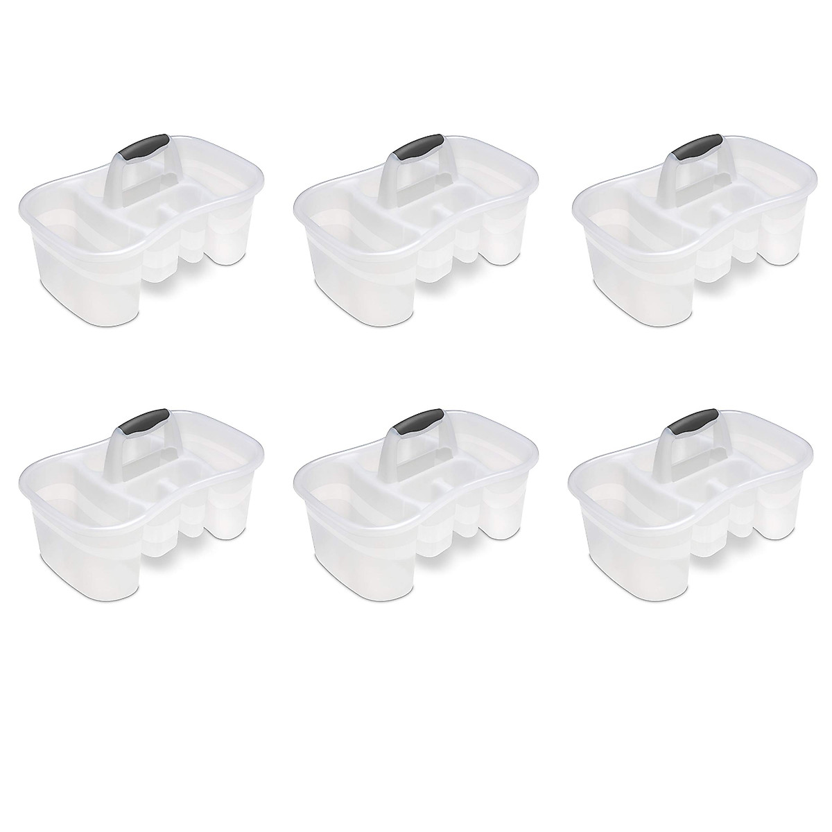 Sterilite 15878606 Bath Caddy, Clear Caddy w/ Black Insert, 6-Pack