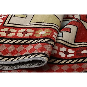 Tapechi Machine Washable Rug – Geometric Area Rug – Pet-Friendly Shed/Stain-Resistant Non-Slip Rug – Boho Retro Traditional Colored Carpet Rugs The Whole Home (5' x 7', Vintage)