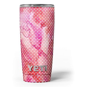 Design Skinz The Red and Pink Watercolor Polka Dots - Skin Decal Vinyl Wrap Kit Compatible with The Yeti Rambler Cooler Tumbler Cups