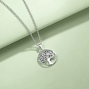 AGVANA Sterling Silver Necklace for Women Family Tree of Life Pendant Necklace Dainty Jewelry Anniversary Birthday Gifts for Women Mom Grandma Wife Daughter Her Yourself, 16"+2"