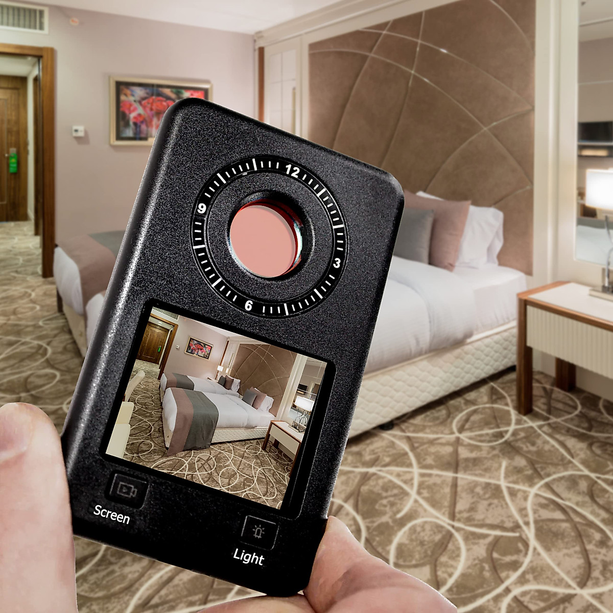 Mic-Lock Camera Finder Pro Black - Anti-Spy Hidden Camera Detector with Light Mode, Night Vision Mode, & Camera Finder Trainer