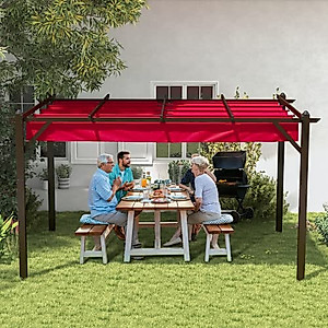 HOMREST 13' X 10' Retractable Pergola, Patio Gazebo Grape Trellis with Removable Sun Shade Canopy, Pergola Grill Canopy with Full Steel Frame for Garden Porch Backyard