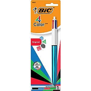 BIC Medium Point Ball Pen, 4 Colors, Assorted Ink, 1 per Pack