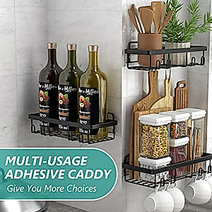 Cusbus Shower Caddy, 3 Pack Shower Organizer, Adhesive No Drilling Traceless Shower Shelves, Rustproof SUS304 Stainless Steel Bathroom Shower Shelf for Inside Shower & Kitchen Storage (Matte Black)