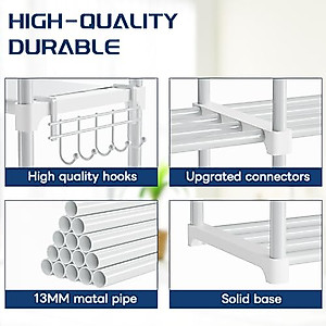 Mavivegue Metal Shoe Rack Organizer, 7 Tiers Tall Shoe Shelf Storage, Vertical Large Boot Rack, Stackable Shoe Racks for Entryway, Closet, Garage, Bedroom, Cloakroom -White
