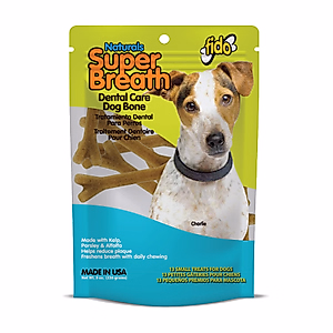 Fido Super Breath Dental Care Bones for Dogs - 13 Count Small Dog Dental Treats for Small Dogs (Made in USA) - Tasty Dog Dental Chews Help Reduce Plaque, Tartar Buildup, and Freshens Breath