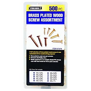 Storehouse 67678 500 Piece Brass Plated Wood Screw Assortment