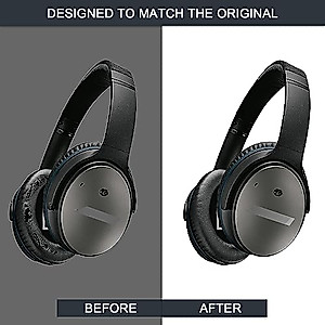 Replacement Ear Pads for Bose QuietComfort 45 (QC45)/QuietComfort SE (QCSE) Headphones, Replacement EarPads Cushions Headphones Covers with Memory Noise Isolation Foam Softer Leather-Black