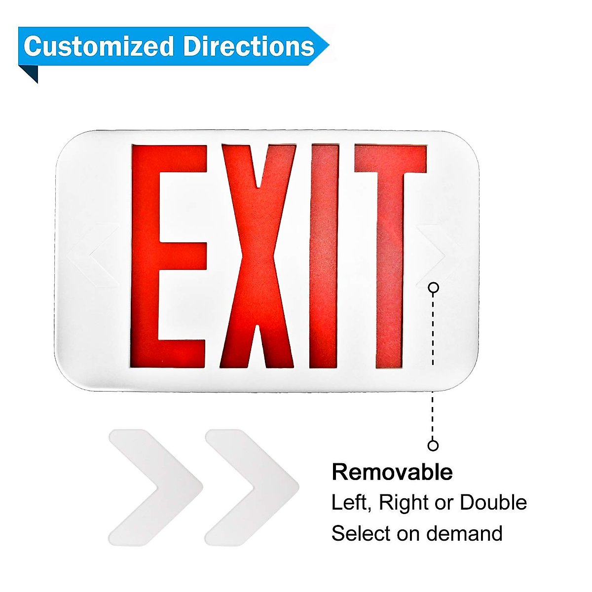 SPECTSUN 4 PACK Red LED Emergency Exit Signs & Battery Backup-UL Certification Hardwired Combo Exit Sign, 120V/277V Exit Sign with Arrow, Business Exit lighting Sign, lobby/Building/Room