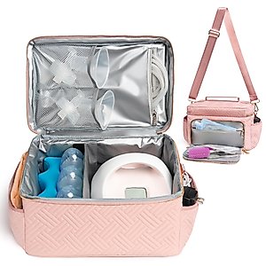 Bag Pump Storage Bag Compatible with with Spectra S1 S2 Gold, Breast Pump Carrying Case,EliteMom Breast Pump Tote Bag with cooler & Strap