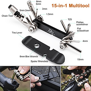 GEWAGE Bicycle Phone Mount Bag & Bicycle Tire Pump, Bike Multitool with Tyre Lever - Bike Tool Kits for Repair and Maintenance at Home or On The Road