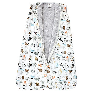 Hudson Baby Unisex Baby Mink with Sherpa Inner Sleeping Bag, Sack, Blanket, Alphabet Animals, 18-24 Months