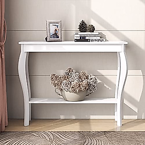 ChooChoo Narrow Console Table, Chic Accent Sofa Table, Entryway Table, White