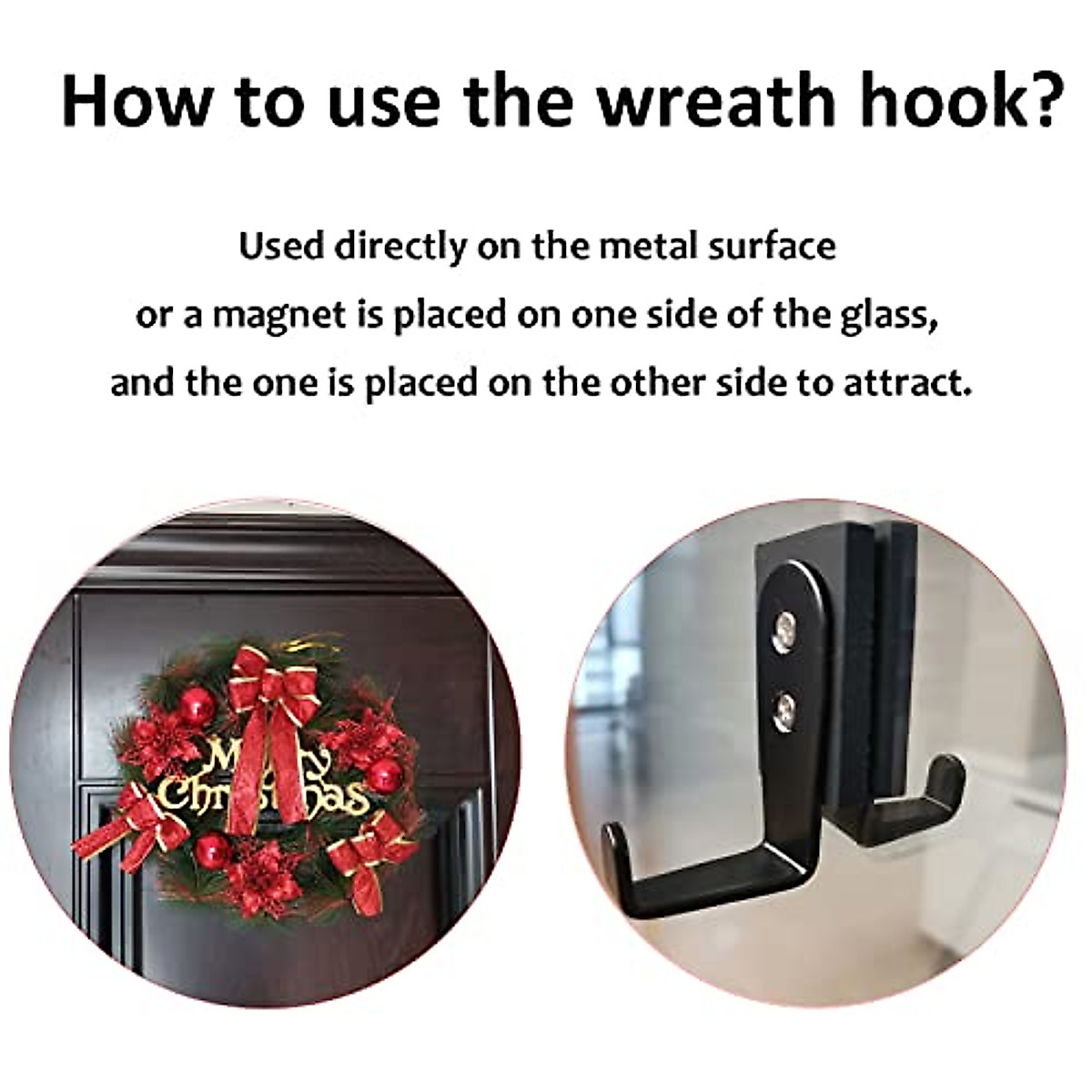 ULIBERMAGNET 2 Pack Magntic Coat Hooks and 2 Pack Magnetic Wreath Hooks for Indoor & Outdoor Hanging Towel Coat Umbrella BBQ Grill