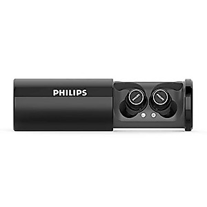 Philips ActionFit ST702 True Wireless Bluetooth Earbuds, TWS, Noise Isolation, Lightweight, Stereo with IPX5 Splash Resistance and UV Cleaning Charging case - Black (TAST702BK)