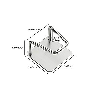 Queenbox 2 x 2 x 1.3 Adhesive Sponge Holder, Silver Brushed Stainless Steel Kitchen Sink Organizer for Draining Scrubbing Brush, Dishrag, Soap