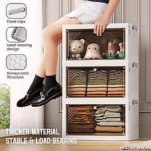 AHEONLAR 4 Tier Plastic Storage Bins with Drawers - Foldable Stackable Storage Bins with Lids - Closet Craft Organizers and Storage - 24QT Plastic Drawer Storage for Bedroom Study Toy Room Office