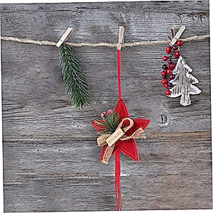 HOOTNEE Christmas Bell Ornament Felt Stars for Crafts Office Pine Tree Decor Pine Wood Country Decor red Felt 1Pc